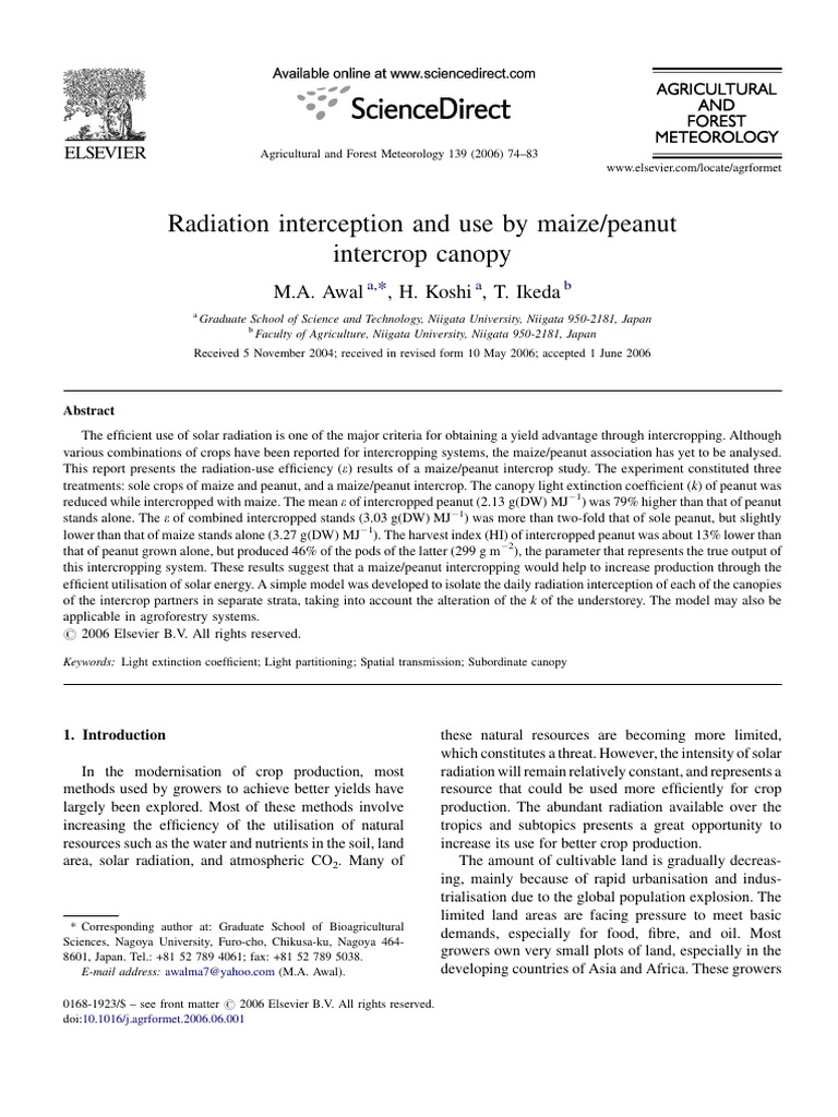Maize/Peanut Intercrop Radiation Efficiency | PDF | Agriculture