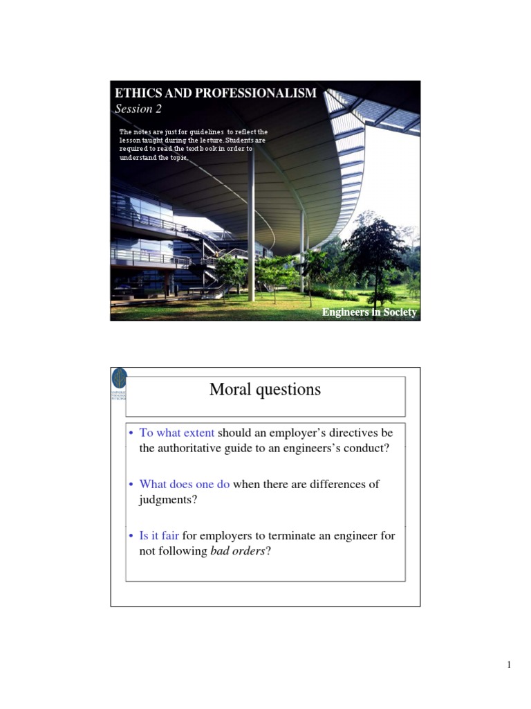 Moral Questions: Ethics and Professionalism | PDF | Engineer | Profession