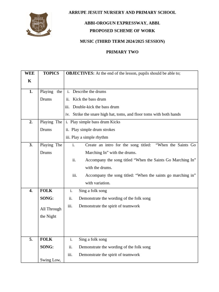Primary 2 Proposed Scheme of Work | PDF