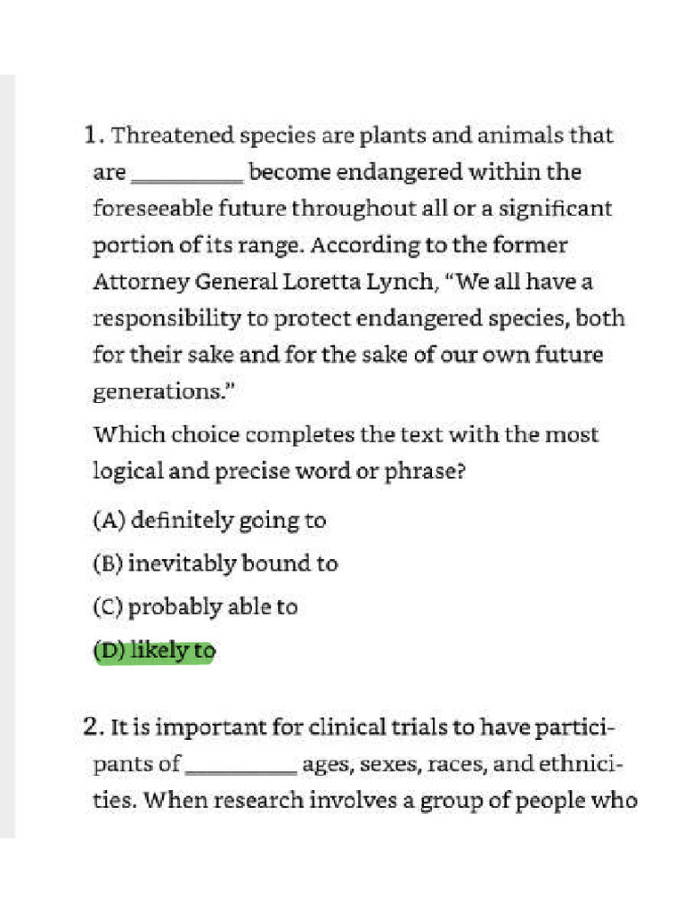 Digital SAT Verbal Paper 2 Module 1 Copy | PDF