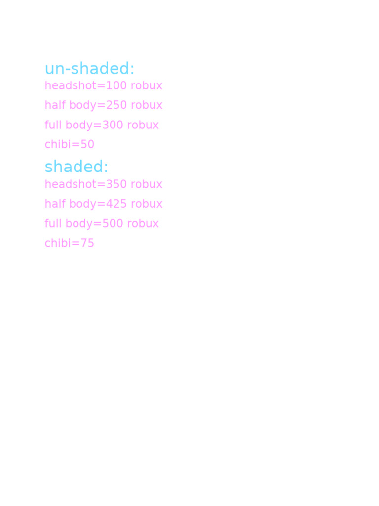 Robux Commissions Price Info. | PDF