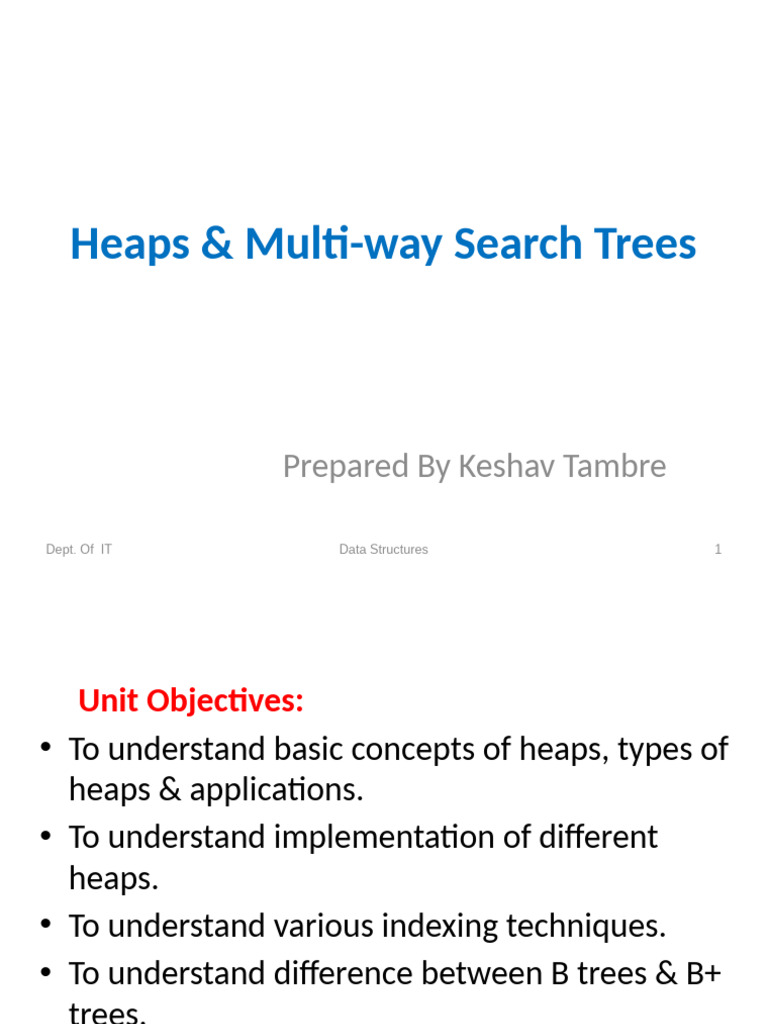 Heaps Multi Way Search Trees | PDF | Theoretical Computer Science | Algorithms