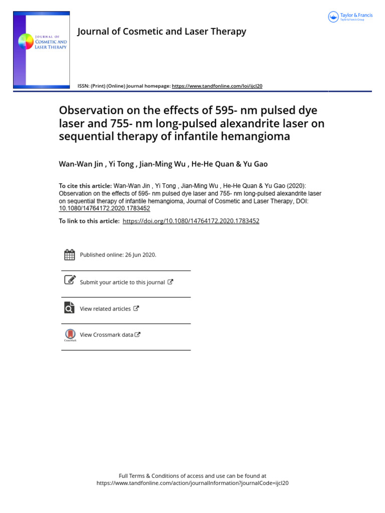 Observation On The Effects of 595 - NM Pulsed Dye Laser and 755 - NM ...