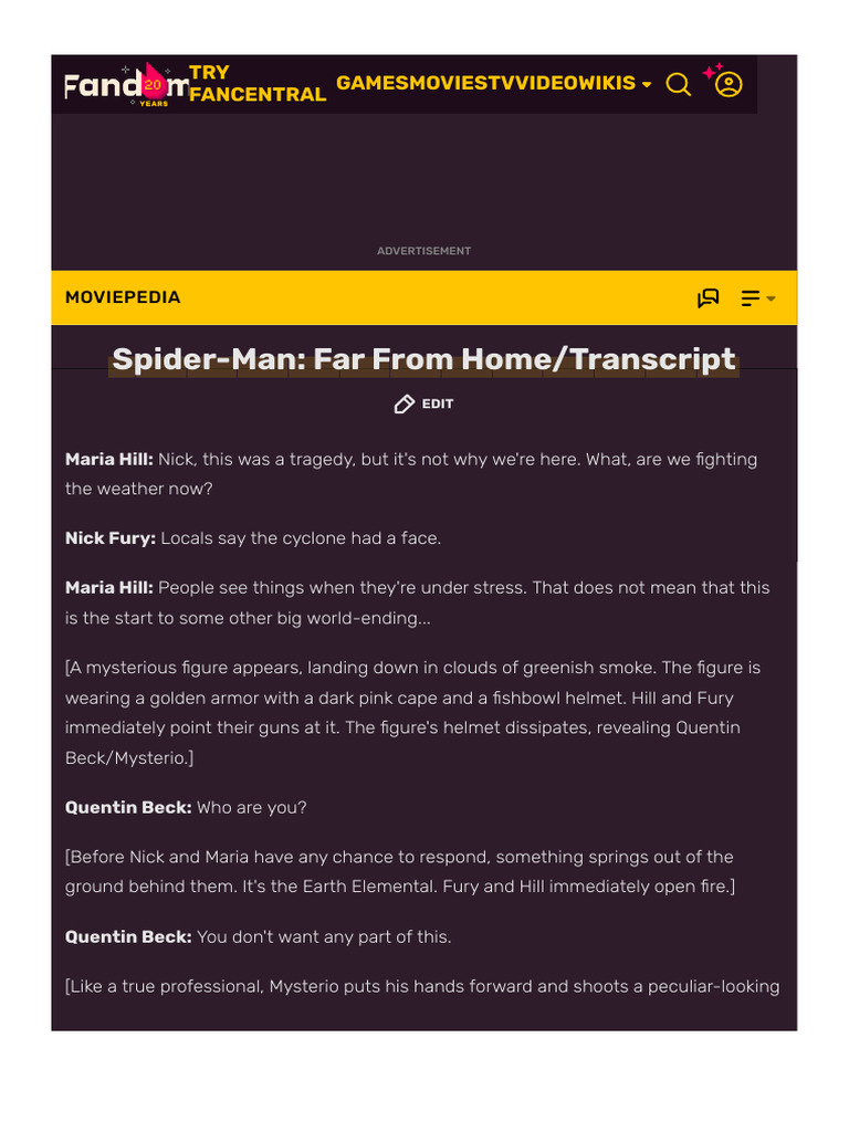 Spider Man Far From Home Transcript | PDF