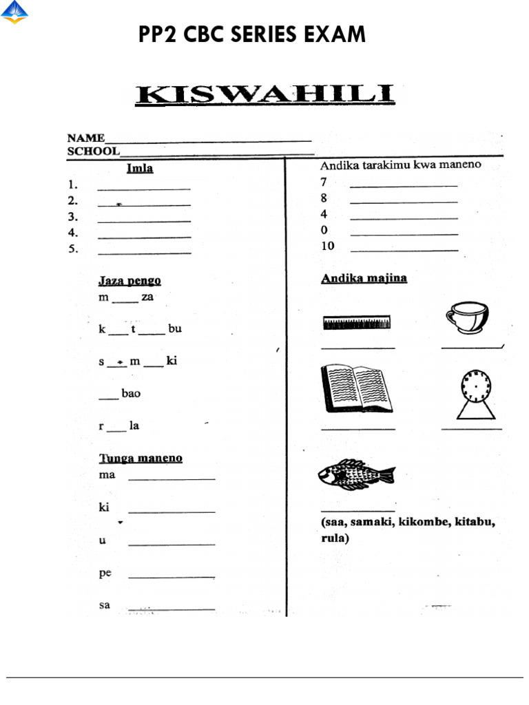 Kiswahili Activities Pp2 | PDF