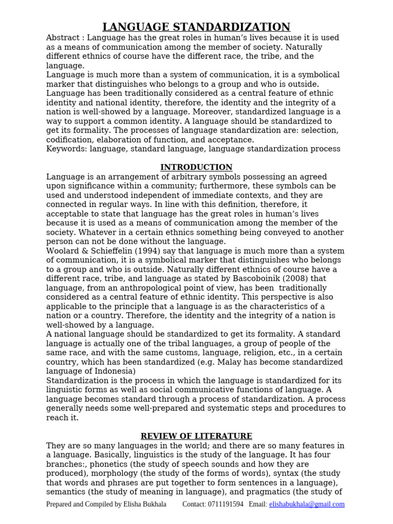 Four Stages of Language Standardization | PDF | Word | Linguistics