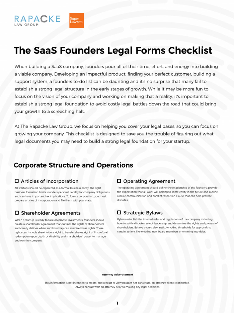 Rapacke Law Legal Forms Checklist | PDF