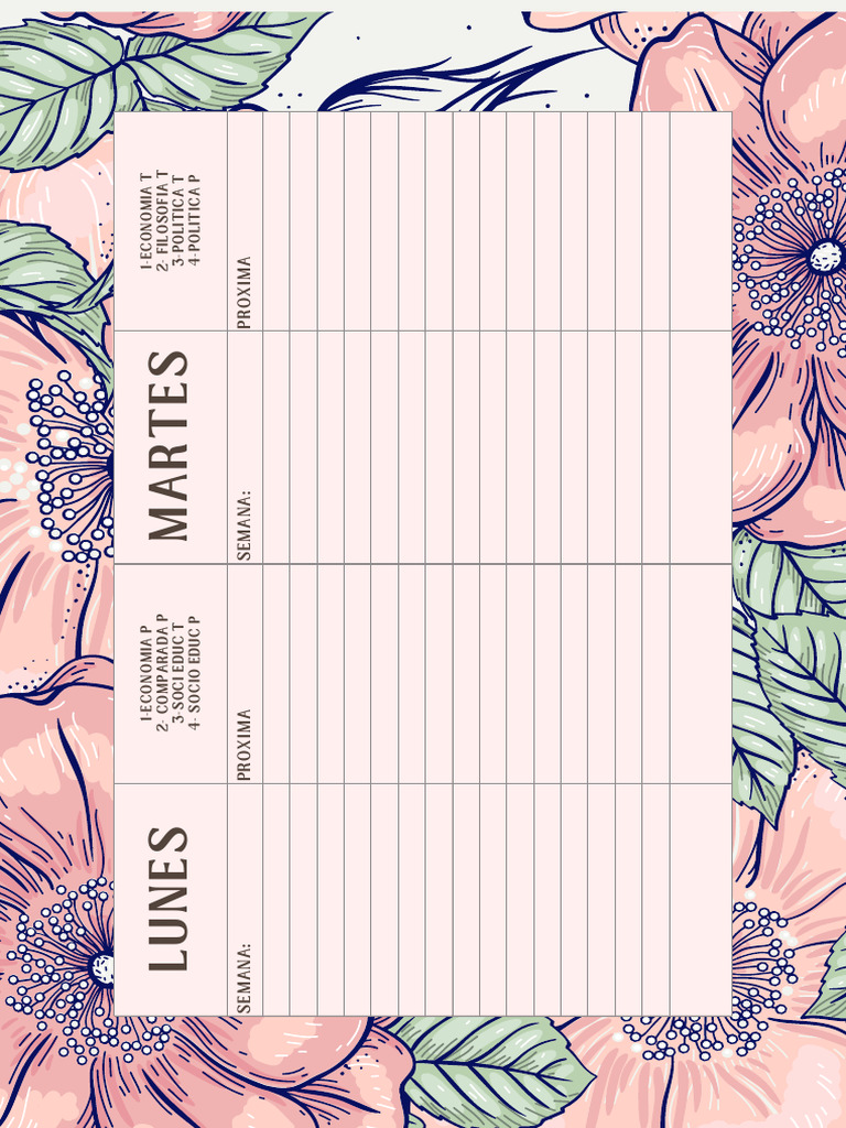 Pink and Grey Simple Floral Monthly 2024 Planner | PDF