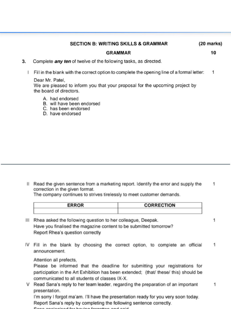 Class 10 Grammar Sample | PDF