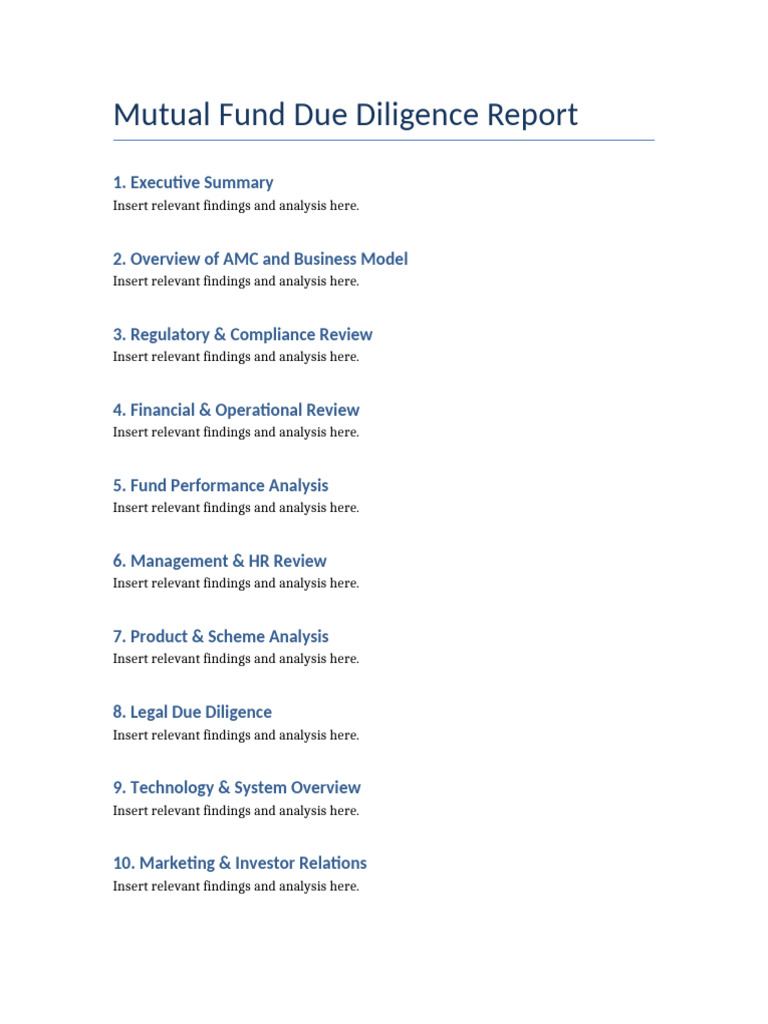 Mutual Fund DD Report Template | PDF