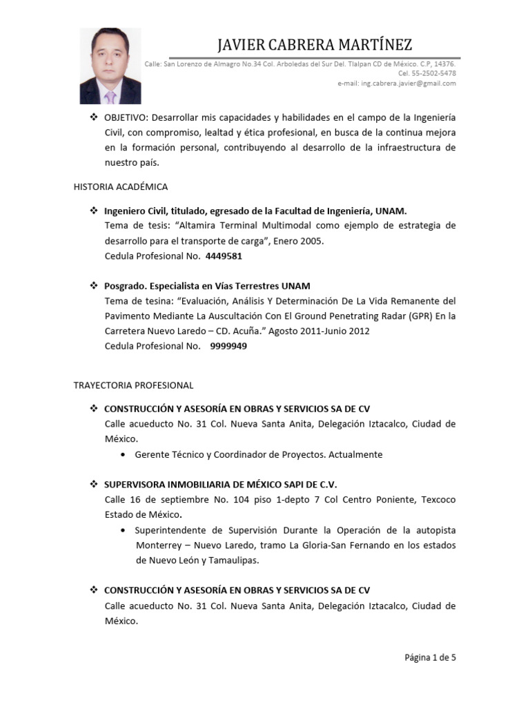 CV Javier Cabrera 2024 | PDF | México | Ingeniería