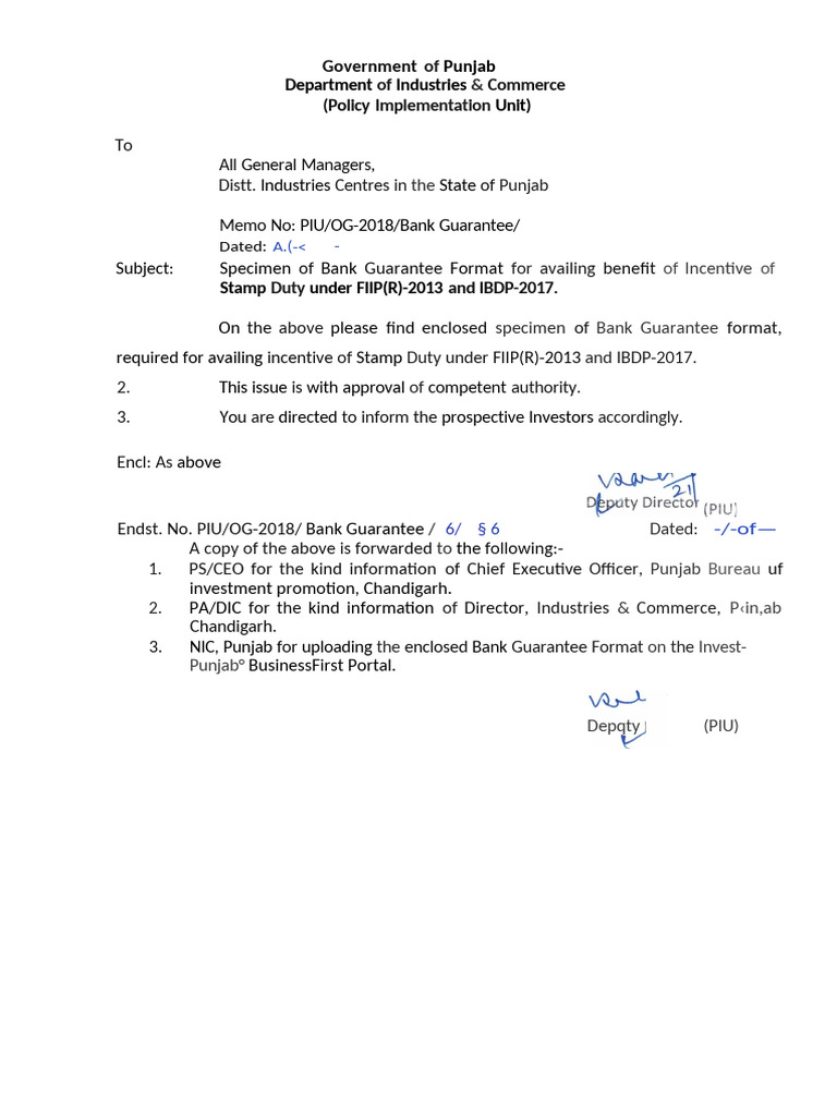 Bank Guarantee Format for Incentives | PDF