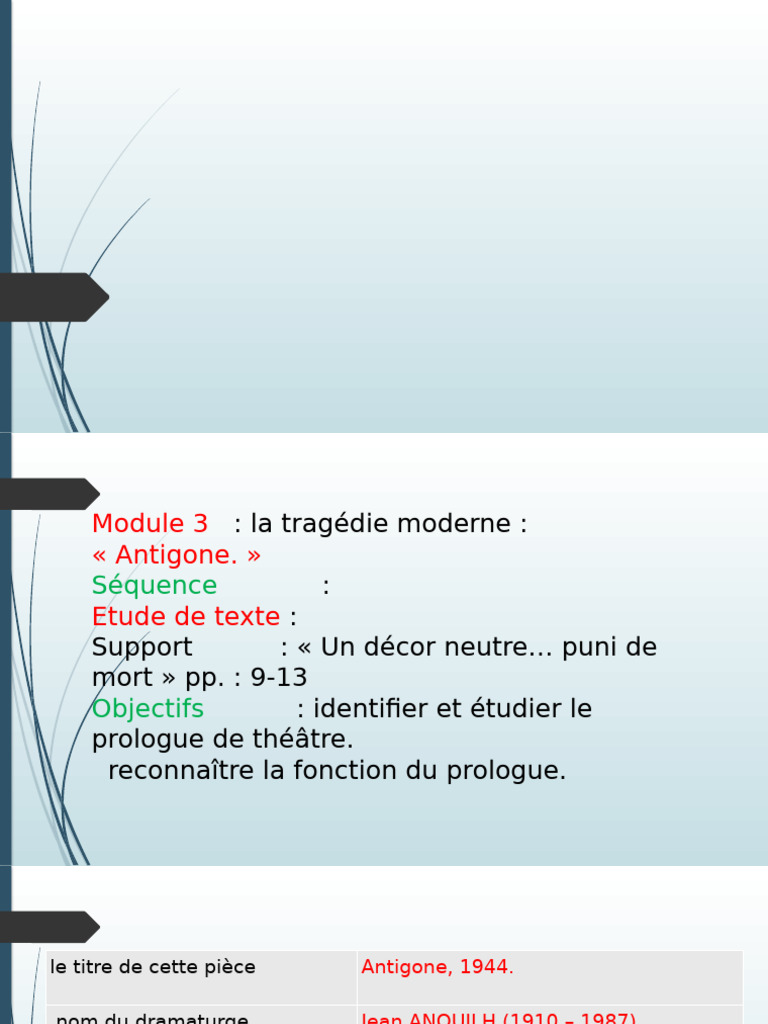 Analyse du prologue d'Antigone | PDF