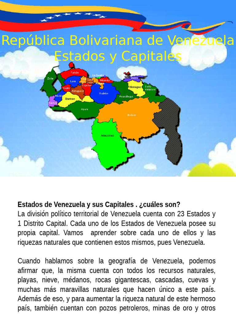 Estados y Capitales de Venezuela | PDF | Venezuela | Ciencias de la Tierra