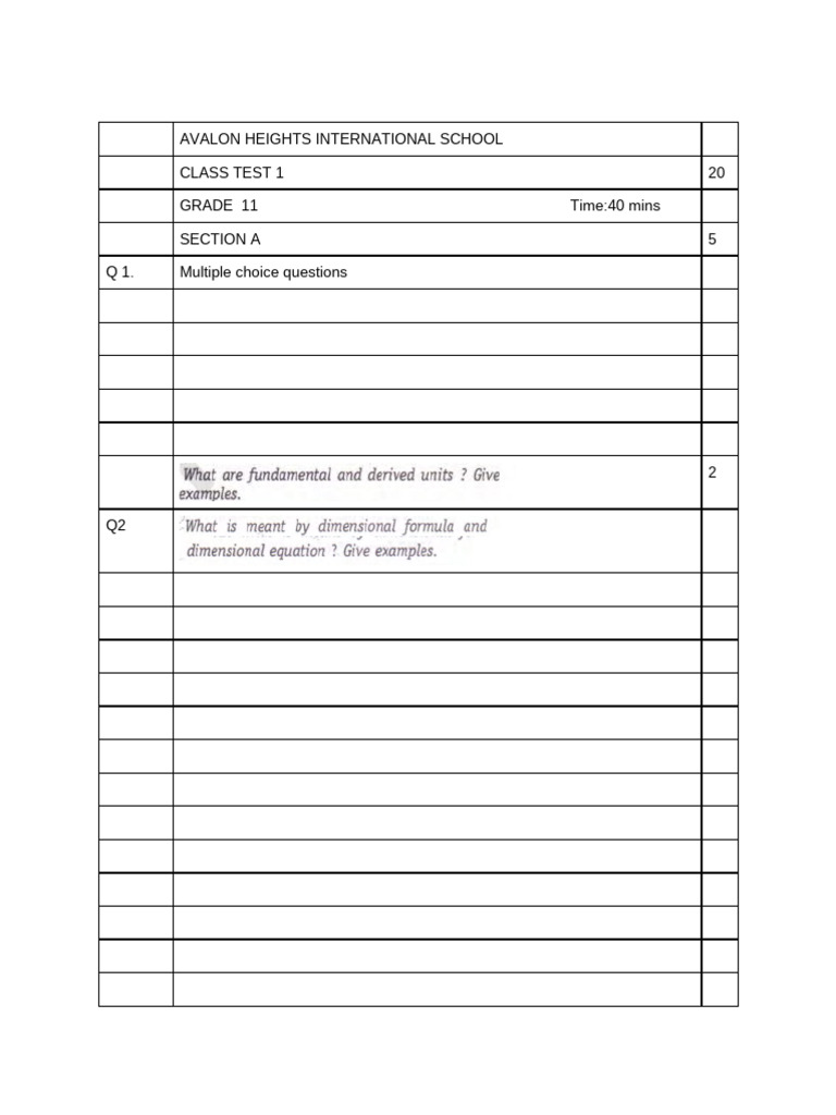 Grade 11 Class Test 1 Overview | PDF