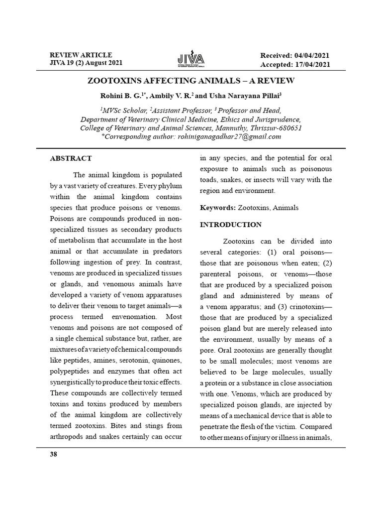 Overview of Zootoxins in Animals | PDF | Venom | Poison