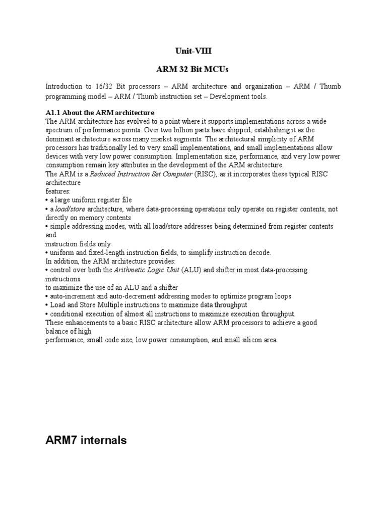 Unit-8 MPMC | PDF | Arm Architecture | Instruction Set Unit-8 MPMC | PDF | Arm Architecture | Instruction Set