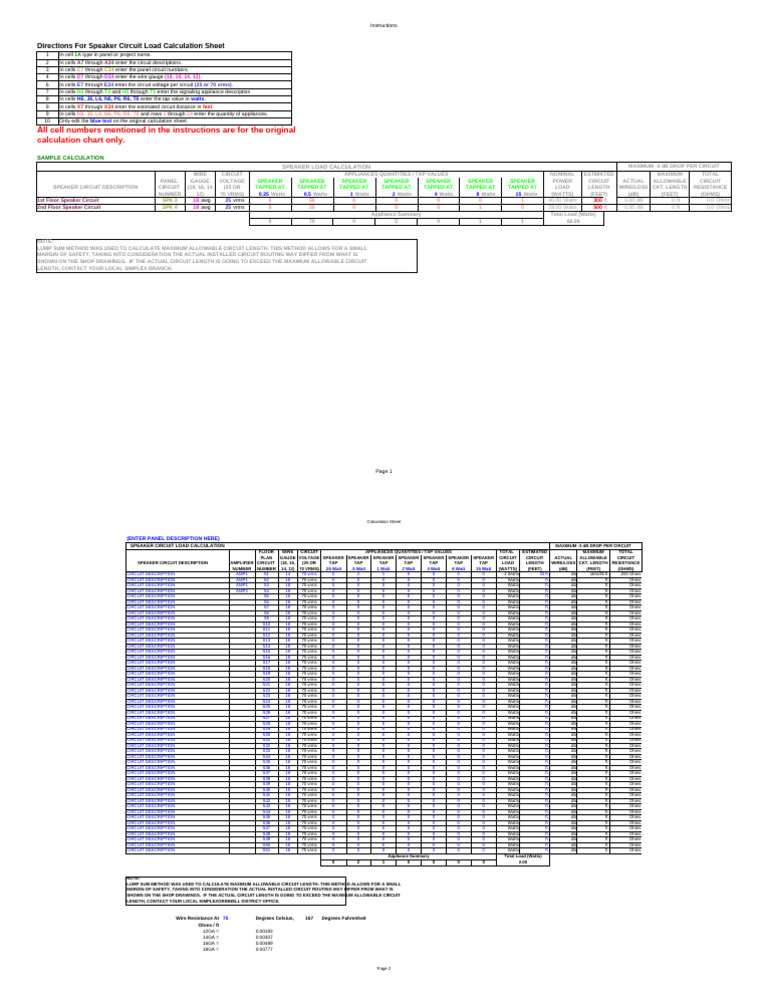 Speaker Circuit Load Calculation Guide | PDF | Decibel | Electrical Network