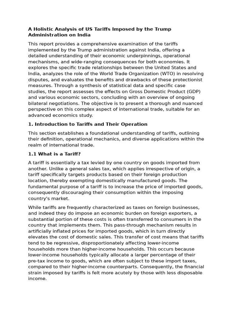 US-India Tariffs Under Trump: A Study | PDF | Tariff | World Trade ...