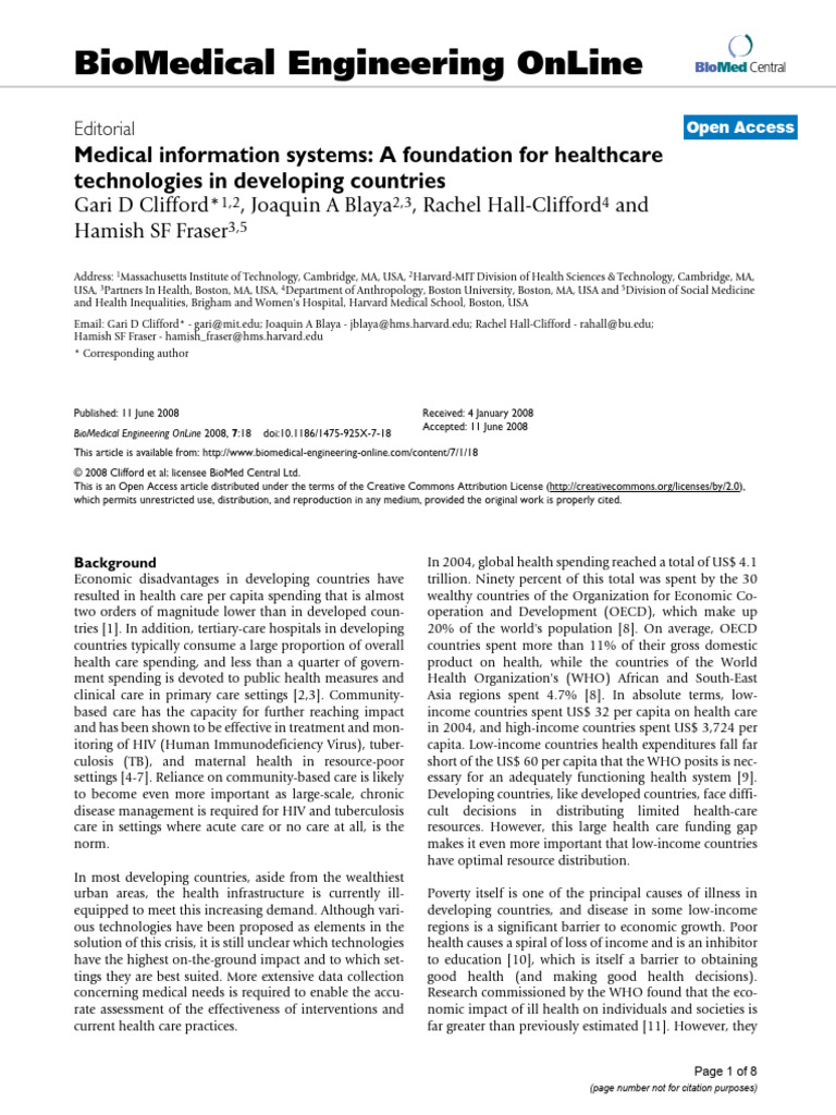 Medical Information Systems - A Foundation For Healthcare Technologies ...