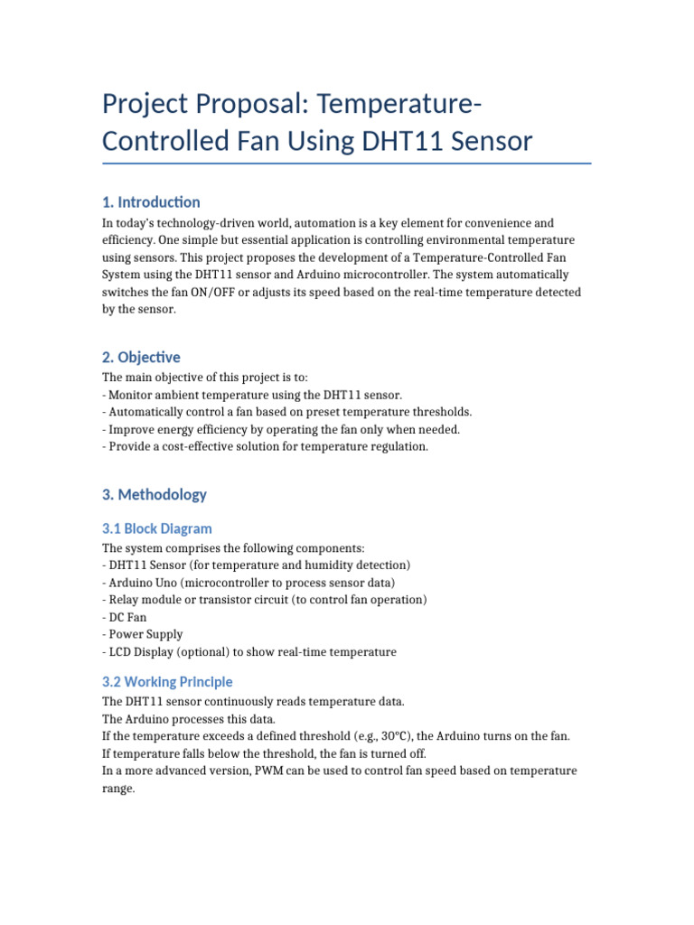 Temperature Controlled Fan Project Report | PDF | Arduino | Sensor