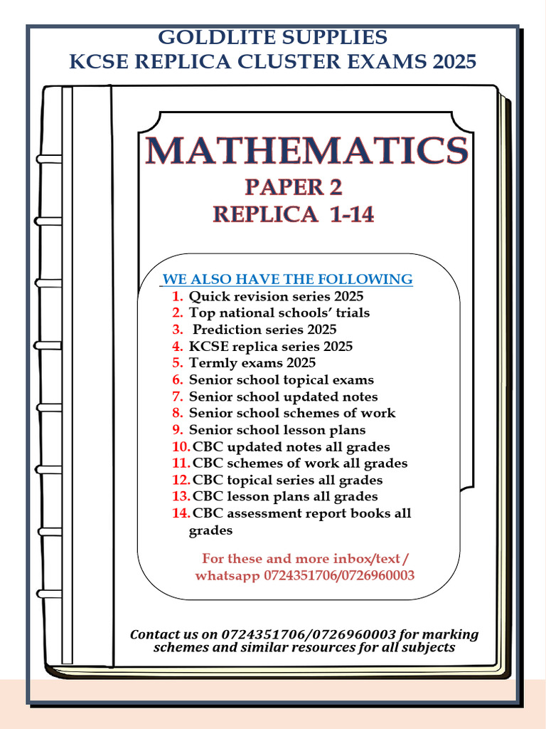 Kcse Replica Math Pp2 2025 | PDF | Circle | Area