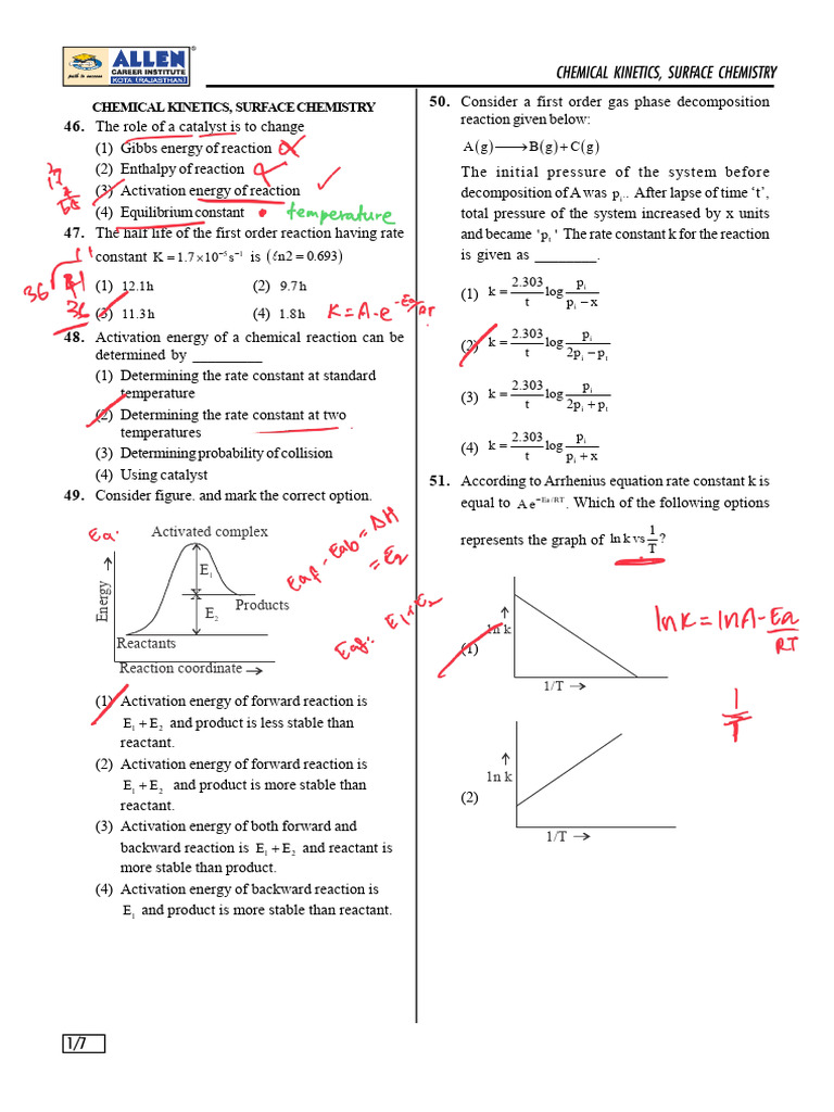 SC - Chemical Kinetics, Surface Chemistry | PDF | Reaction Rate ...