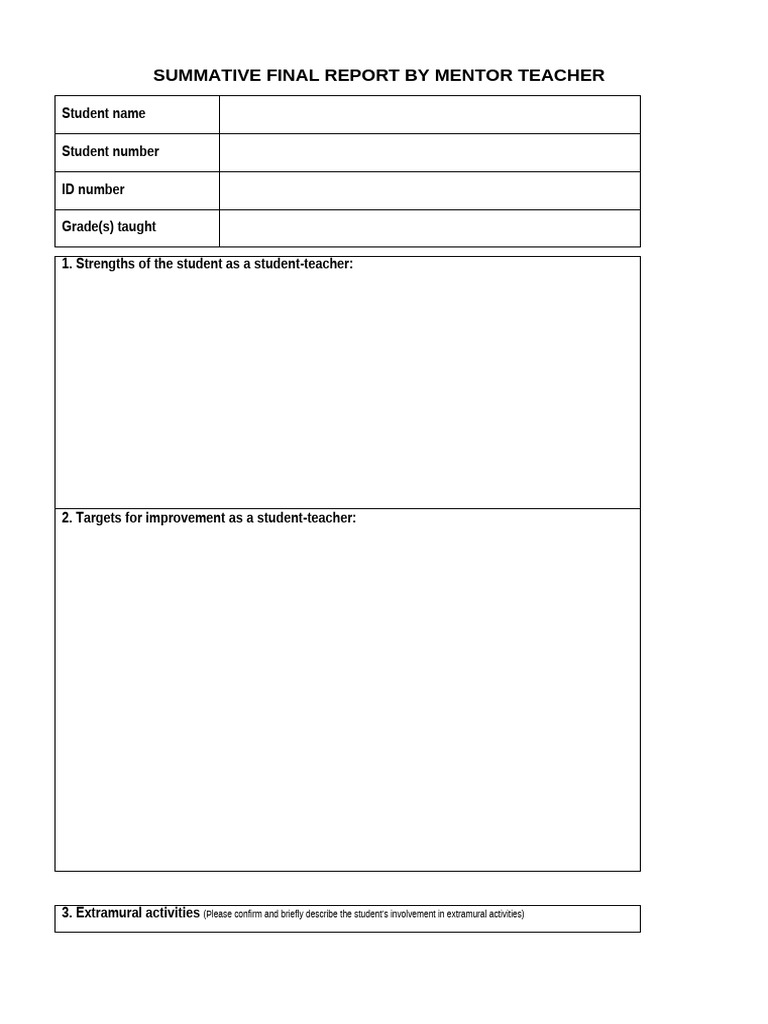 I-WIL 202 Mentor Teacher Summative Report | PDF