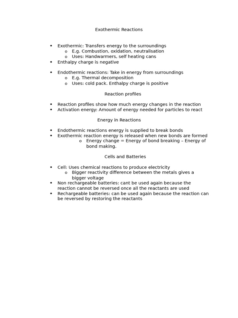 Exothermic Reactions Overview | PDF
