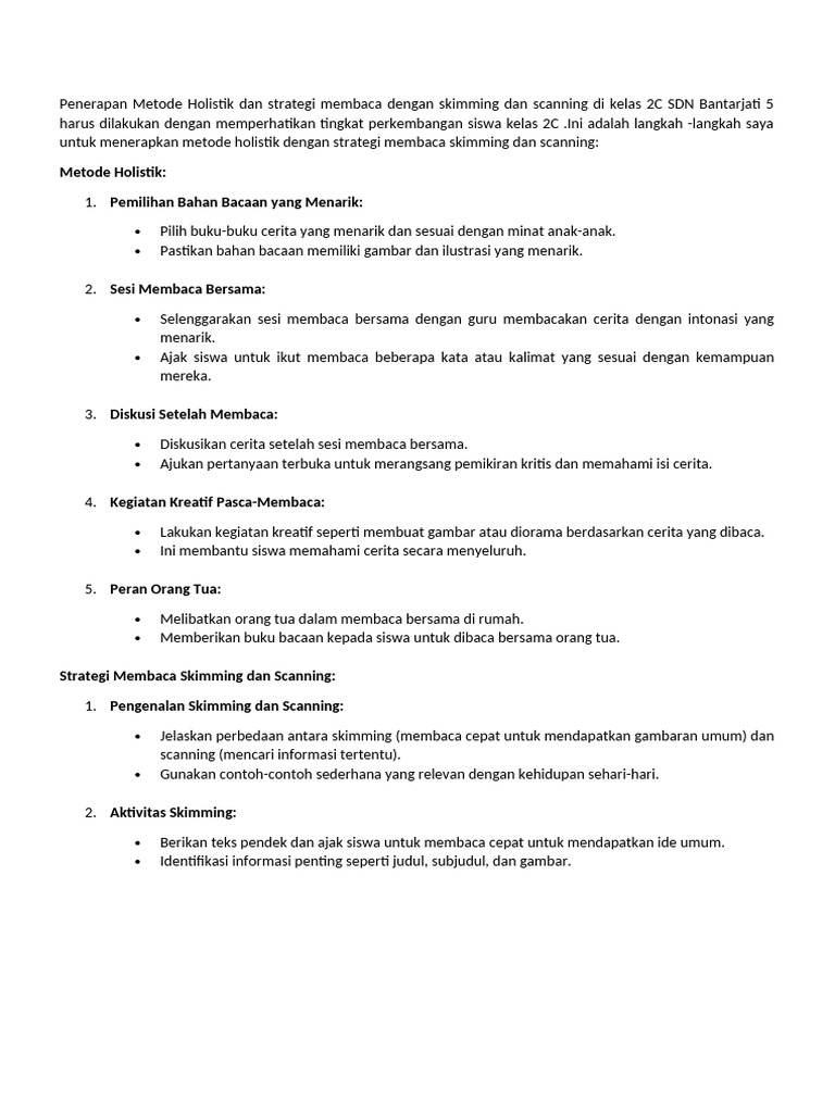 Metode Holistik dan Strategi Membaca SDN 2C | PDF