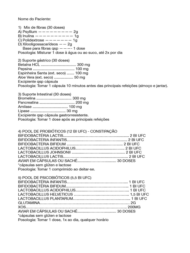 Fórmulas Intestino Constipado | PDF
