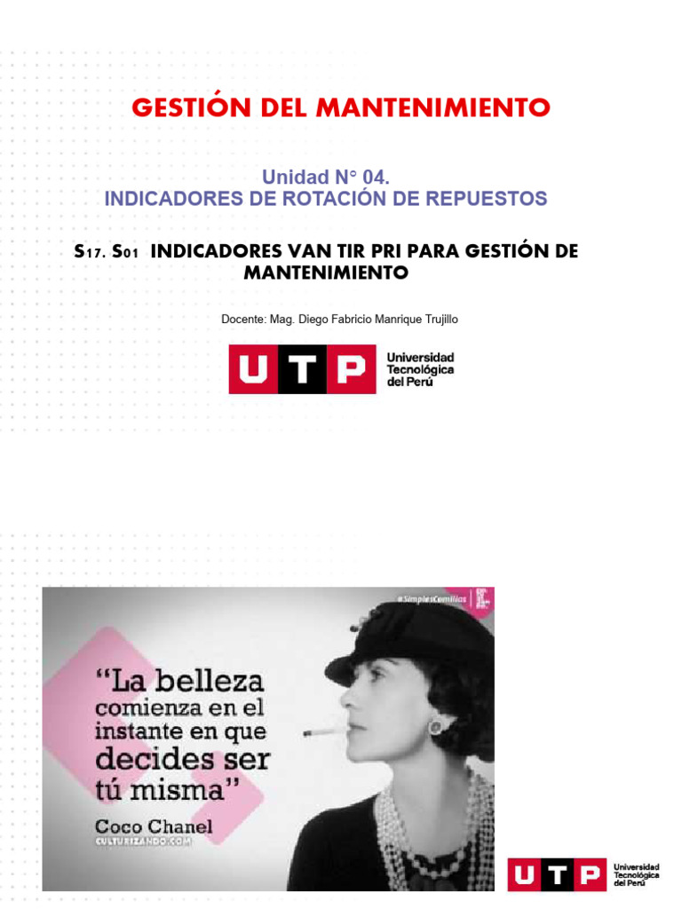 S17 - s01 Indicadores VAN TIR PRI - Gestión de Mantenimiento | PDF | Tasa interna de retorno ...