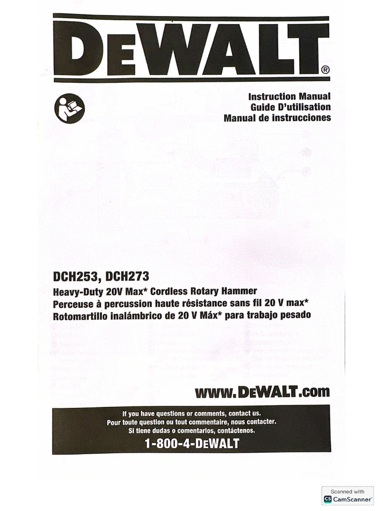 Manual Chazadora Inalambrica Dewalt Dch253, Dch273 20v | PDF