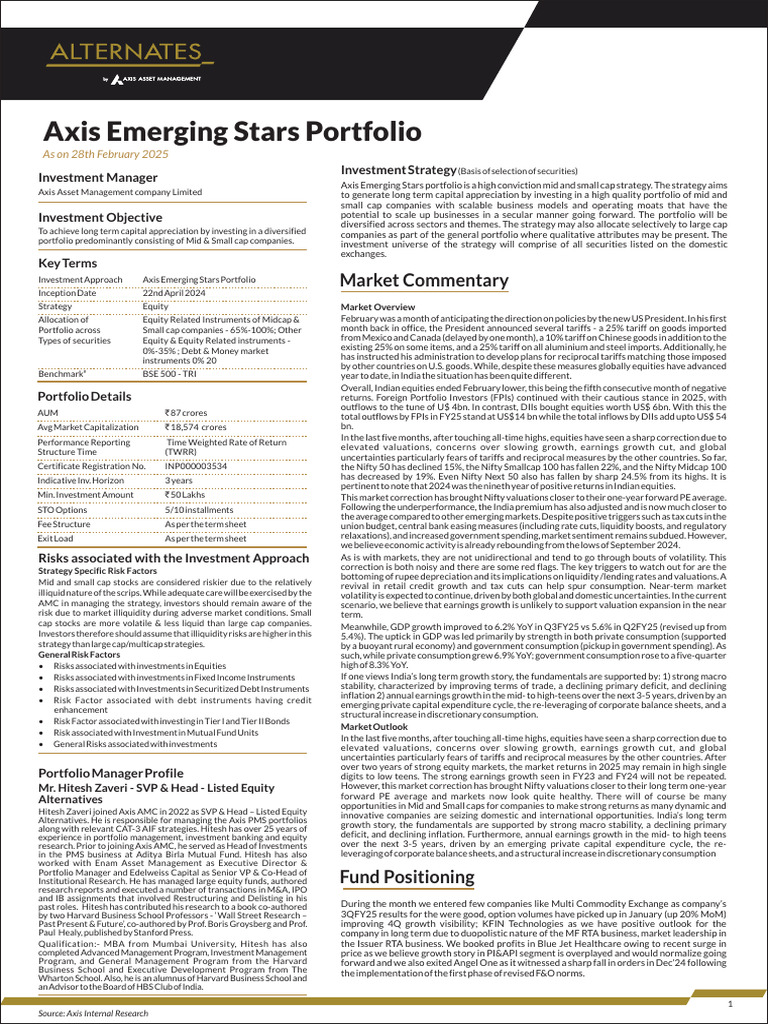 Factsheet - Axis Emerging Stars Portfolio - Feb 2025 | PDF | Investing ...