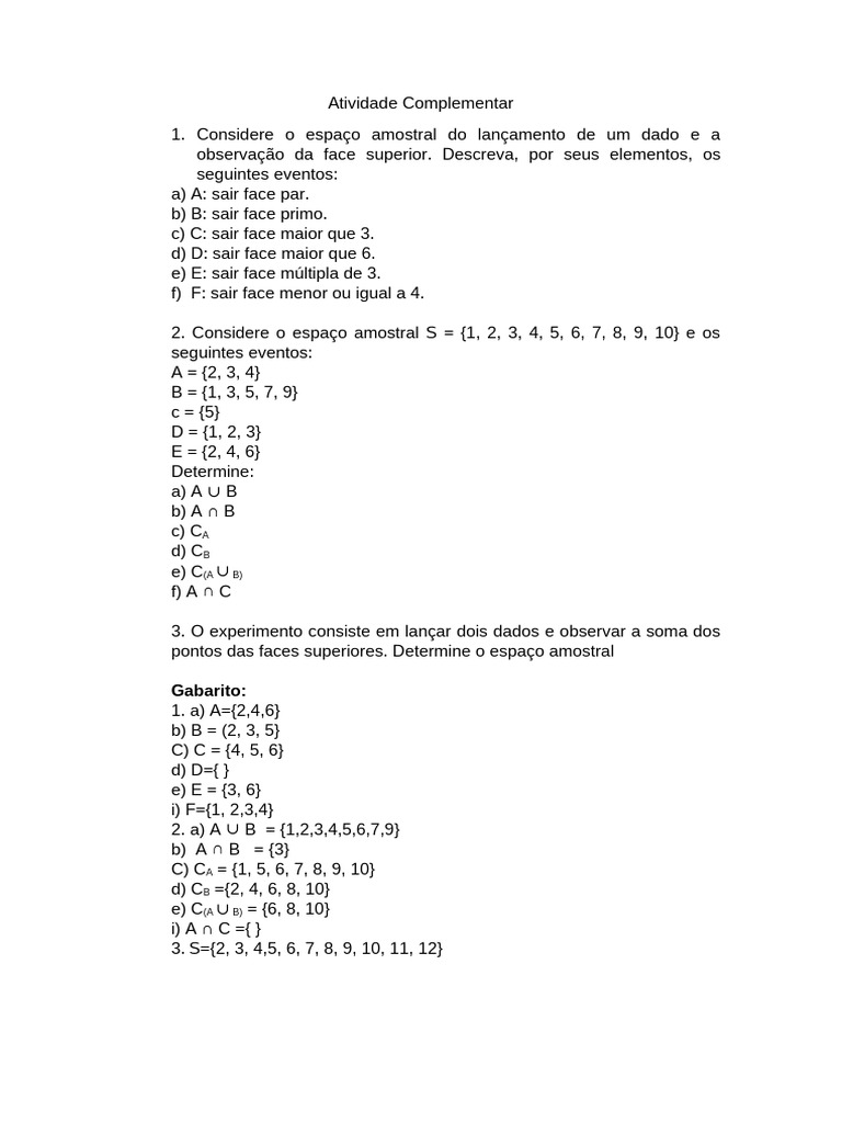 Atividade Complementar (1) | PDF