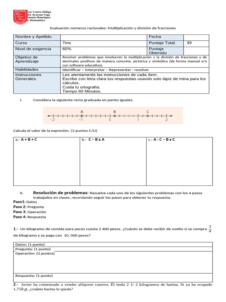 Evaluacion 7mo | PDF | Matemáticas