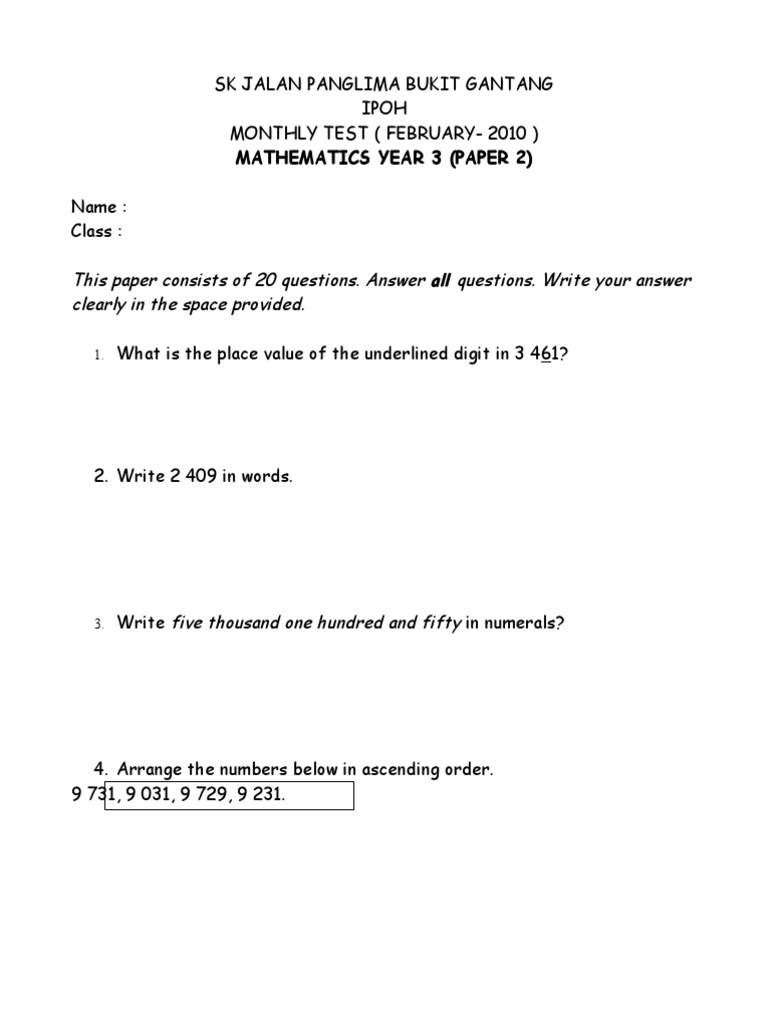 Monthly Test Paper 2 | PDF | Sports & Recreation | Teaching Methods ...
