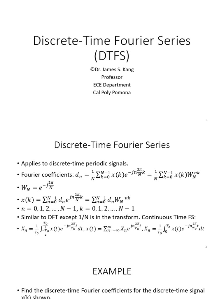 Discrete Time Fourier Series (DTFS) | PDF | Discrete Fourier Transform ...