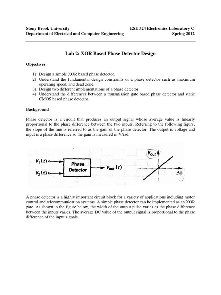 XOR Phase Detector Design Lab | PDF | Detector (Radio) | Electronic ...