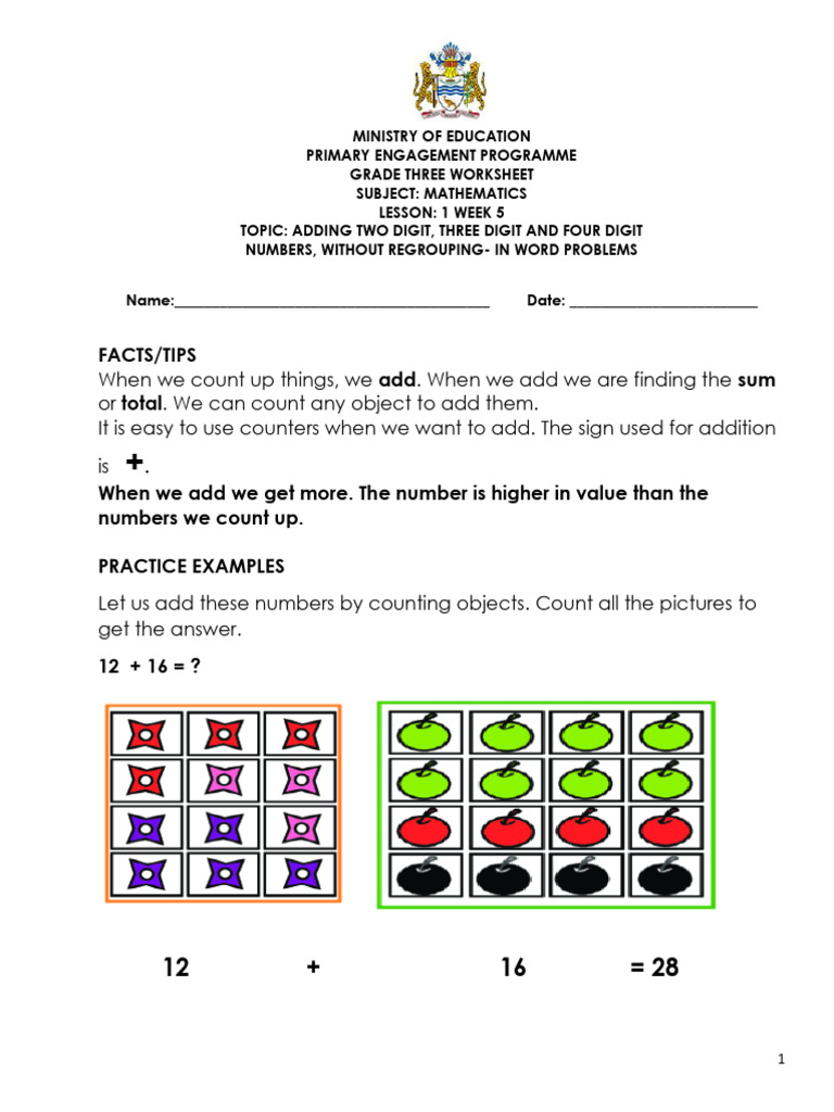 Grade 3 Addition Worksheet | PDF
