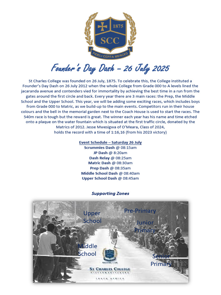 Founder’s Day Dash 2025 Event Details | PDF