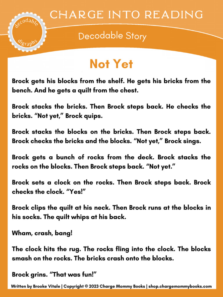 Not Yet A Digraph Decodable Story by Brooke Vitale | PDF