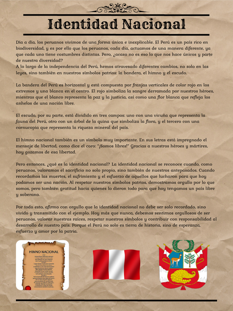 Identidad Nacional Peruana y Símbolos Patrios | PDF