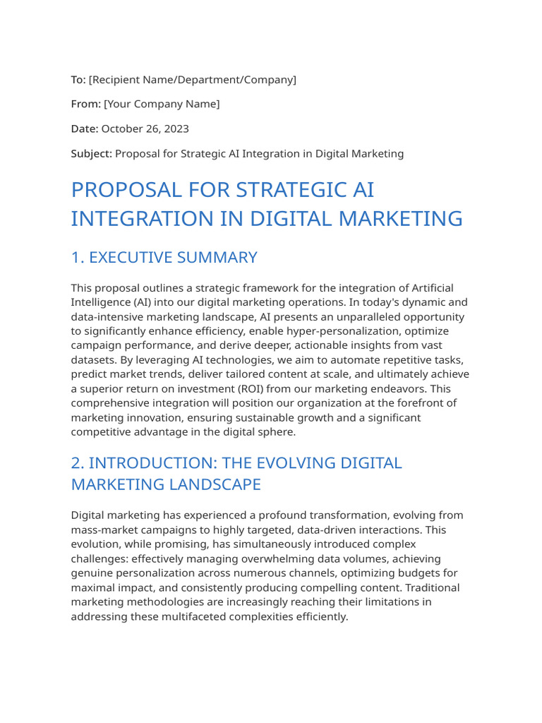 AI Digital Marketing Proposal | PDF | Artificial Intelligence ...