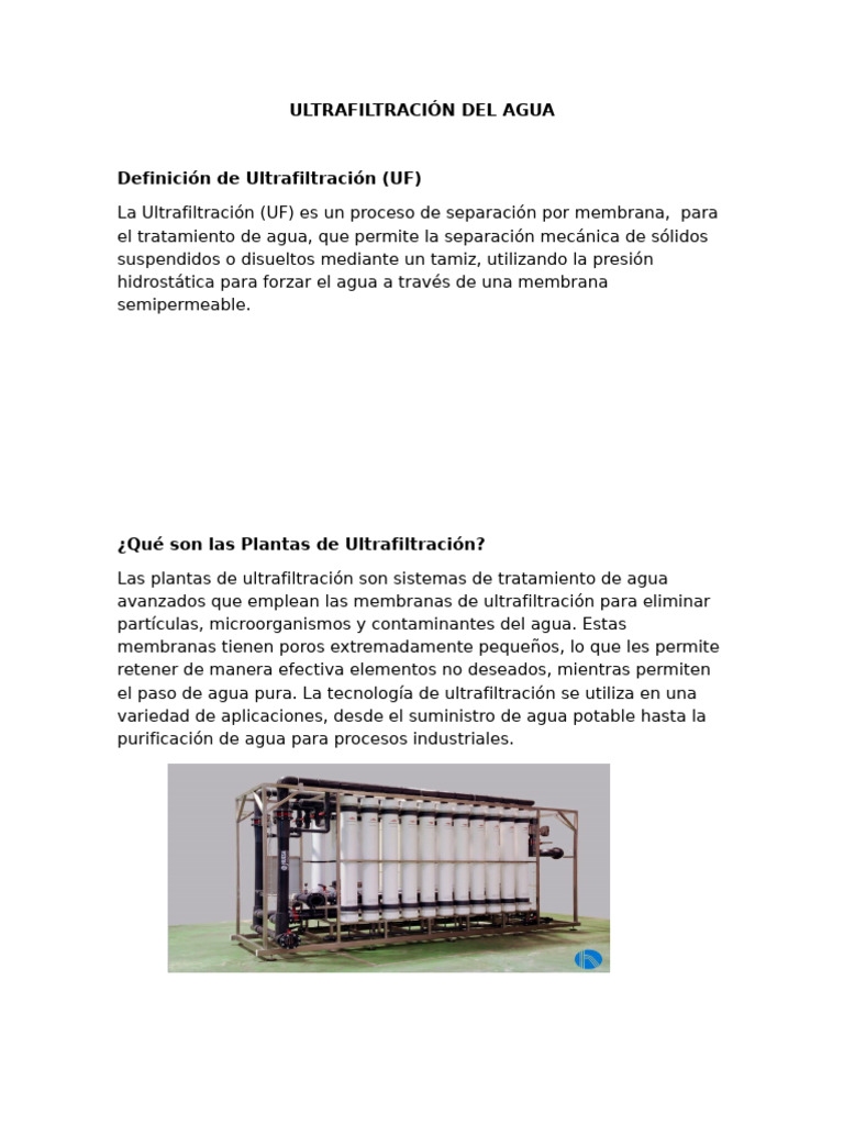 ULTRAFILTRACIÓN | PDF | Tratamiento de aguas residuales | Membrana