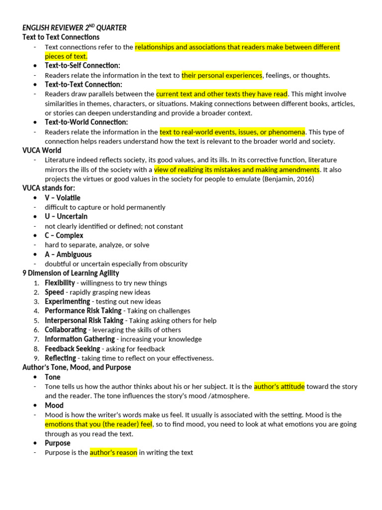 Grade 9 English 2nd Quarter Reviewer | PDF | Mental Health | Mood ...
