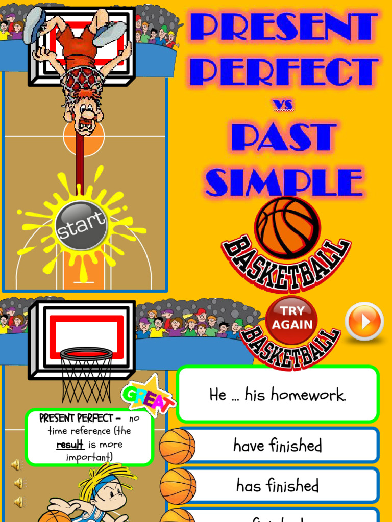 Present Perfect Vs Past Simple Basketball Game Activities Promoting ...