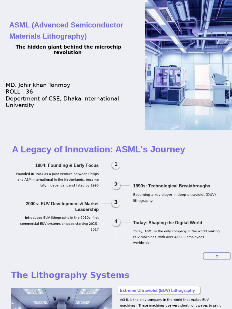 ASML: Pioneering EUV Lithography Since 1984 | PDF | Photolithography
