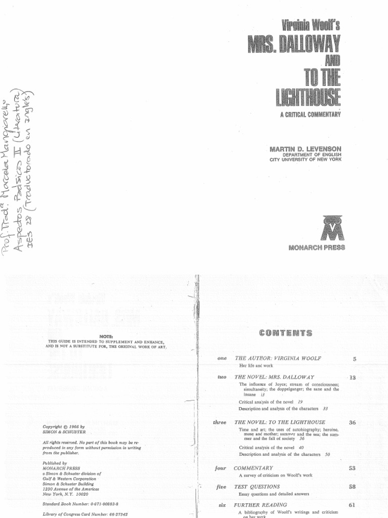 To The Lighthouse-Mrs Dalloway-Monarch Notes | PDF