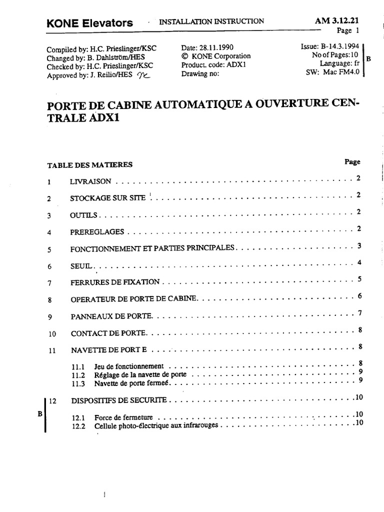 Porte Cabine ADX1 | PDF